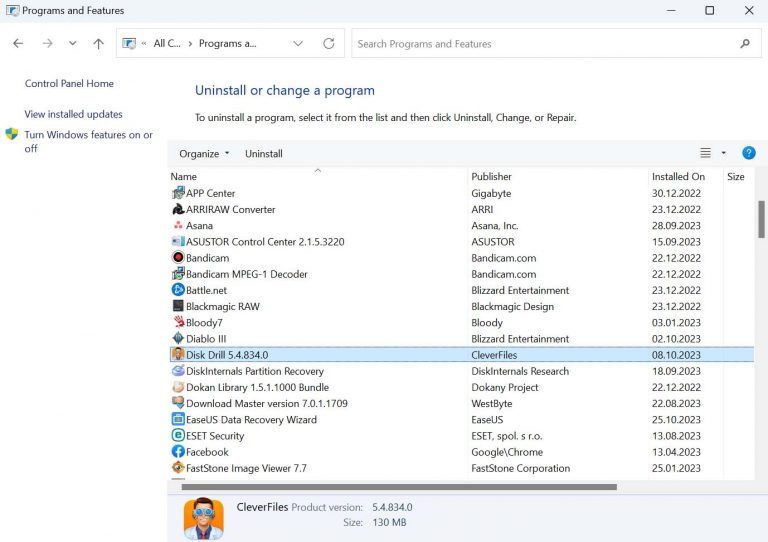 How can Disk Drill for Windows be uninstalled?
