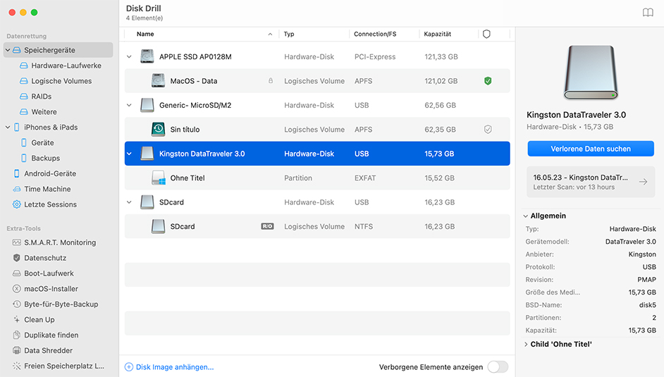 Stellen Sie gelöschte Mac Partitionen mit Disk Drill wieder her